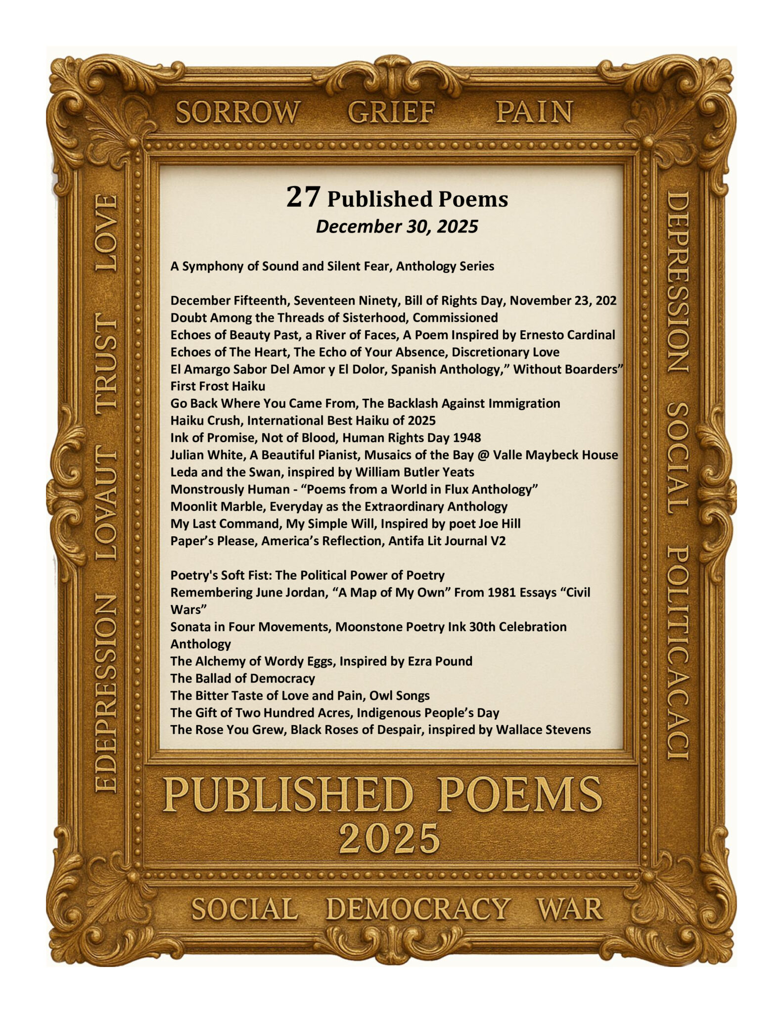27 Published Poems as of December 30, 2025 – apoetofprose.com
